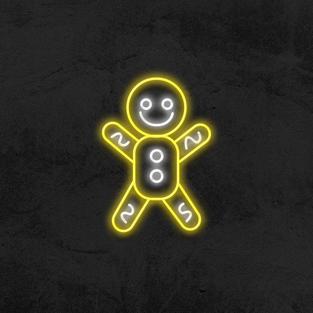 Gingerbread Man Neon Sign | LED Wall Art for Holidays and Parties ...
